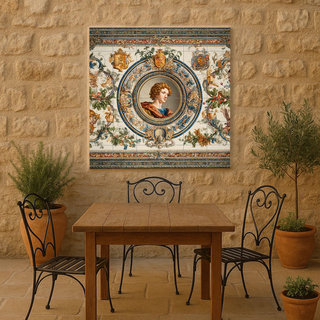Renaissance Portrait Tile Mural – Medallion Style Ceramic Panel ...