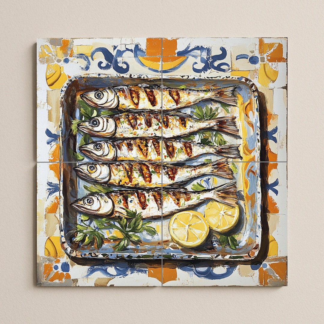 Málaga Sardine Ceramic Tile Mural With Andalusian Seafood Tradition ...