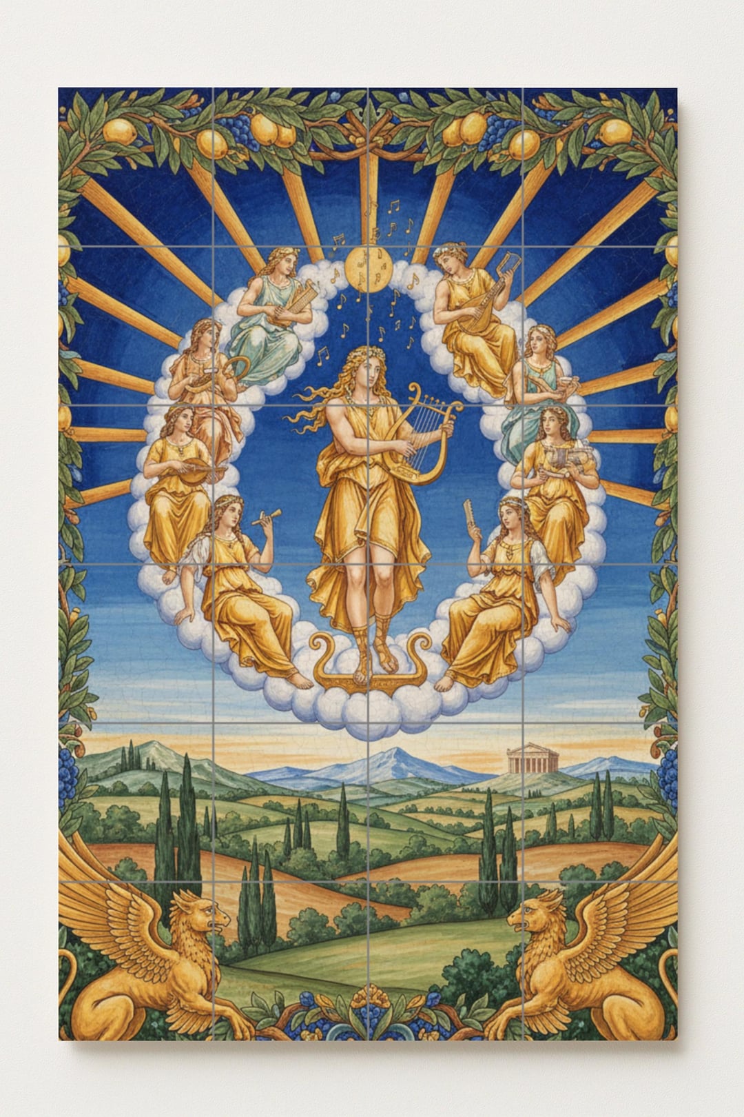 Apollo and the Muses – Greek Myth Ceramic Mural Wall Art | Classical ...