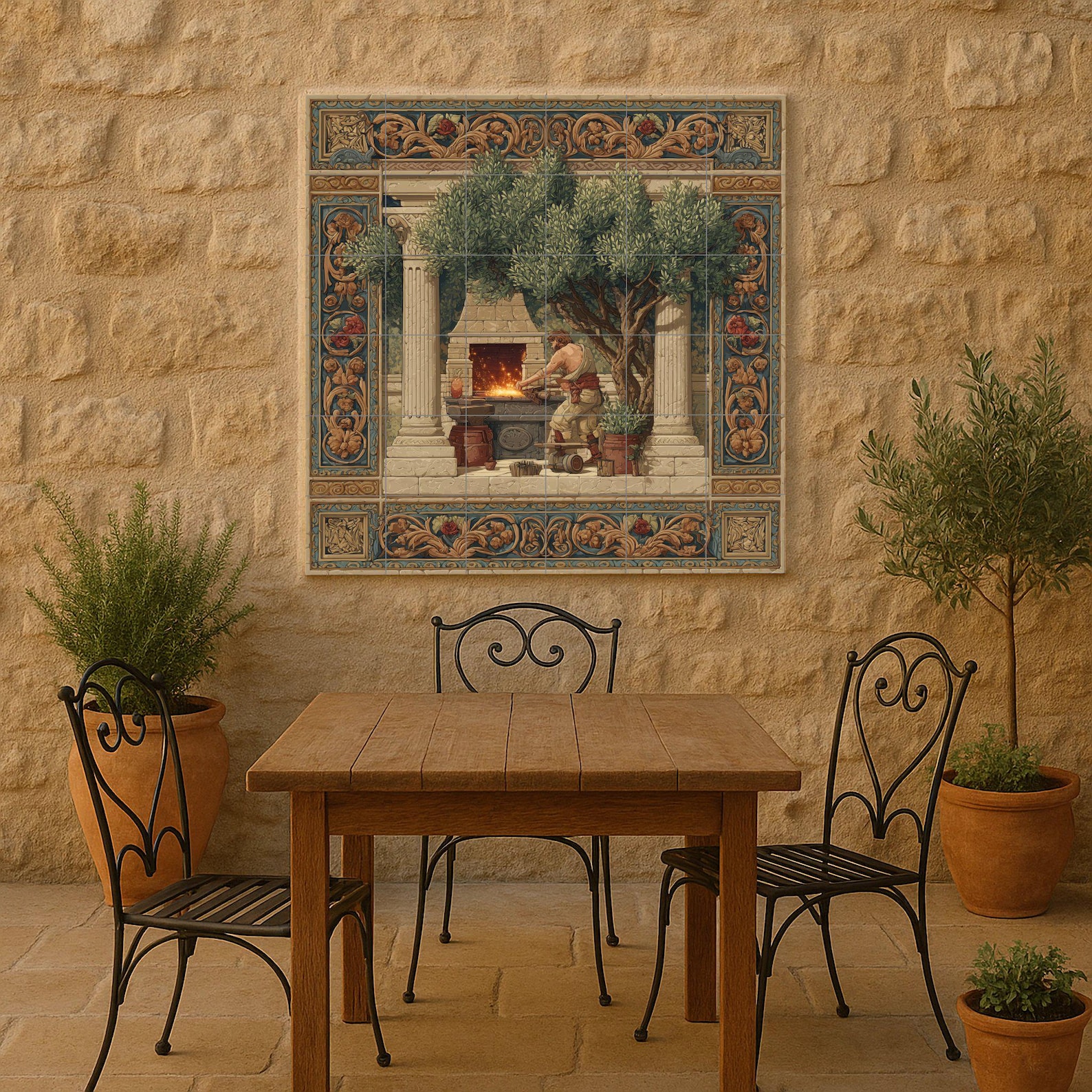 Hephaestus Tile Mural | Greek Mythology Wall Art | Forge and Artisan ...