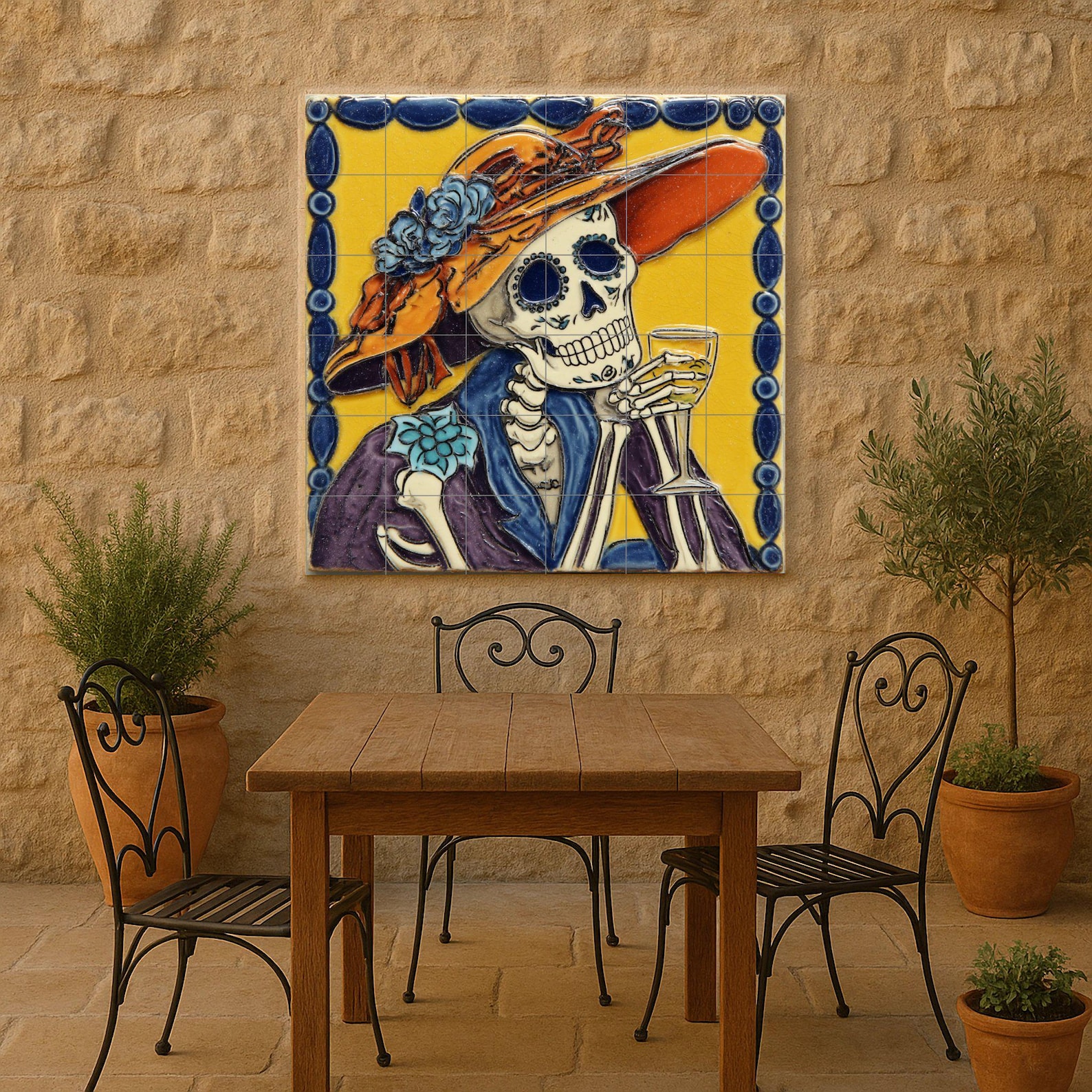 La Catrina Tile Mural | Mexican Día De Los Muertos Decor | Handcrafted ...