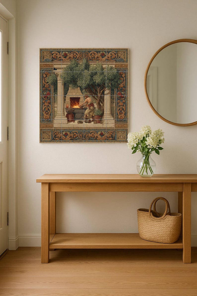 Hephaestus Tile Mural | Greek Mythology Wall Art | Forge and Artisan ...