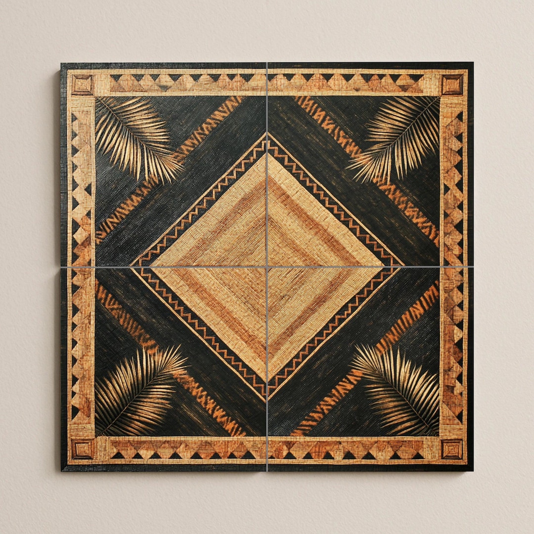 Filipino Banig Mat Ceramic Mural – Palm Leaf Diamond Design With Tribal ...