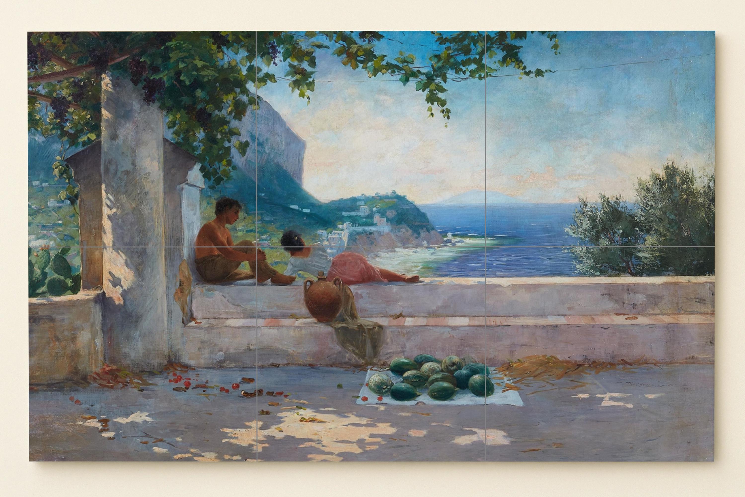Capri Mural Panel • Italian Coast Tile Wall Art • Mediterranean Summer ...