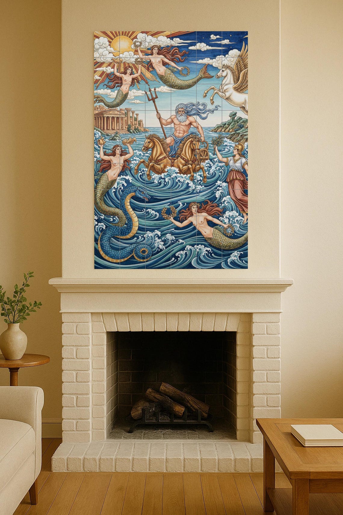 Poseidon and the Sea Nymphs – Greek Mythology Ceramic Mural With ...