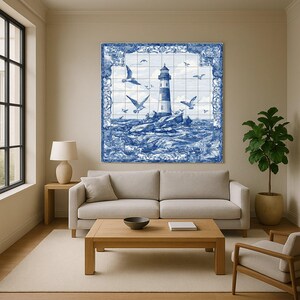 Lighthouse Tile Mural | Nautical Wall Art | Maritime Decor With Ocean ...
