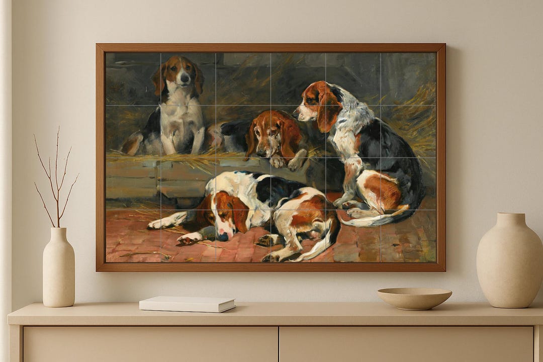 Dog Mural Panel • Classic Canine Tile Wall Art • Old Master Style Decor ...