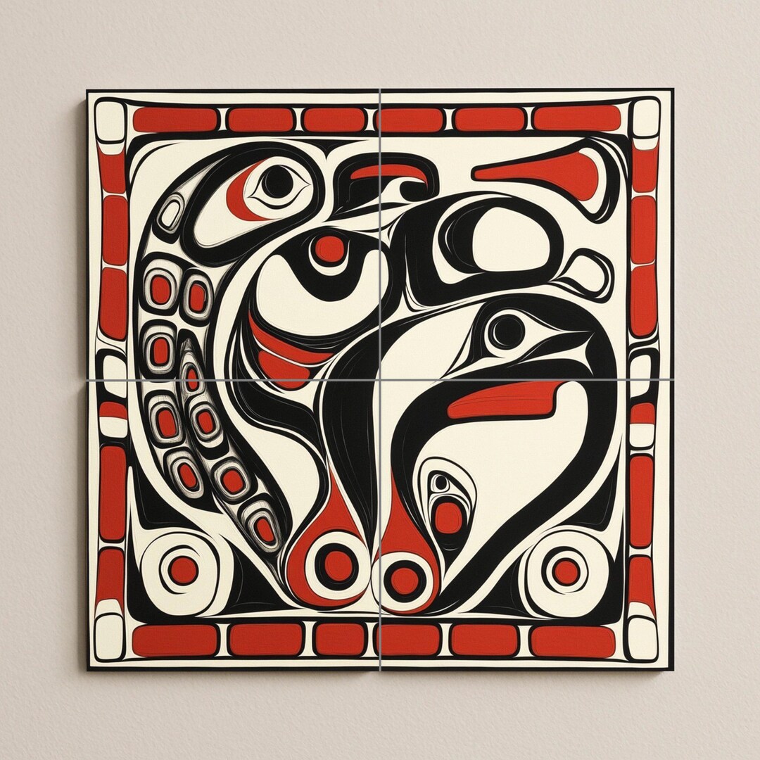 Inuit-inspired Ceramic Mural – Northern Animal Motif Tile Artwork With ...
