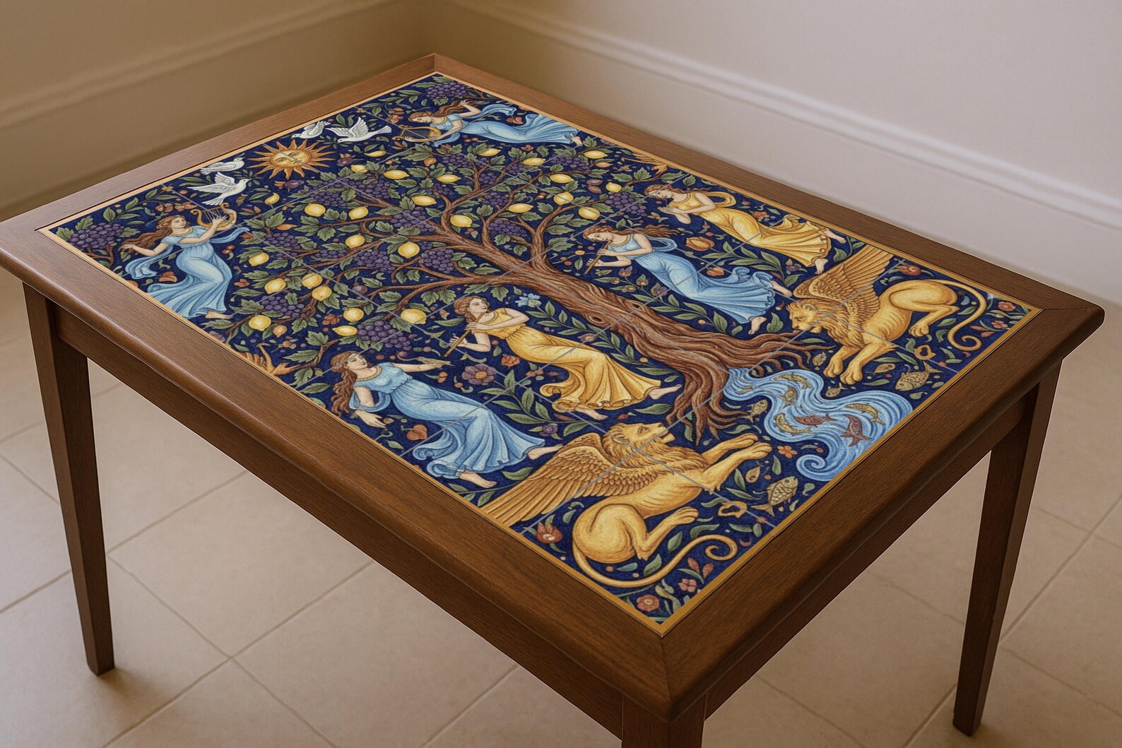 Tree of Life – Renaissance Ceramic Mural With Angels, Griffins and Sun ...