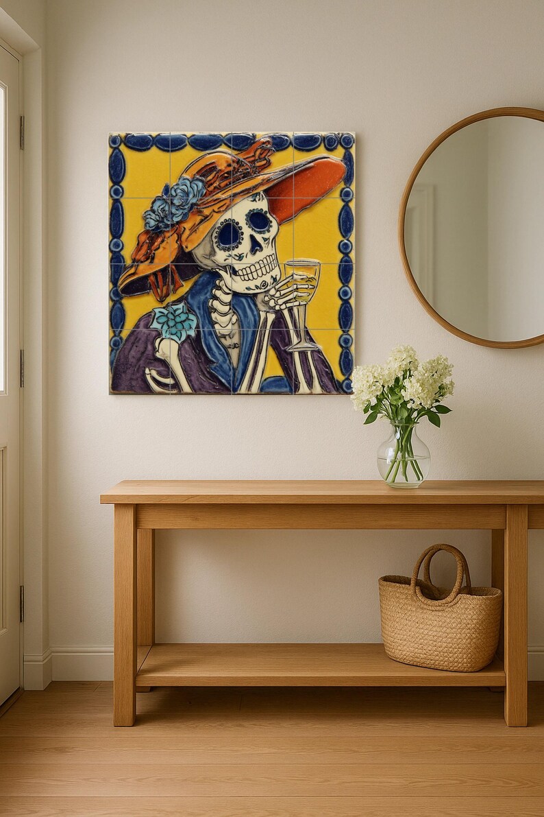 La Catrina Tile Mural | Mexican Día De Los Muertos Decor | Handcrafted ...