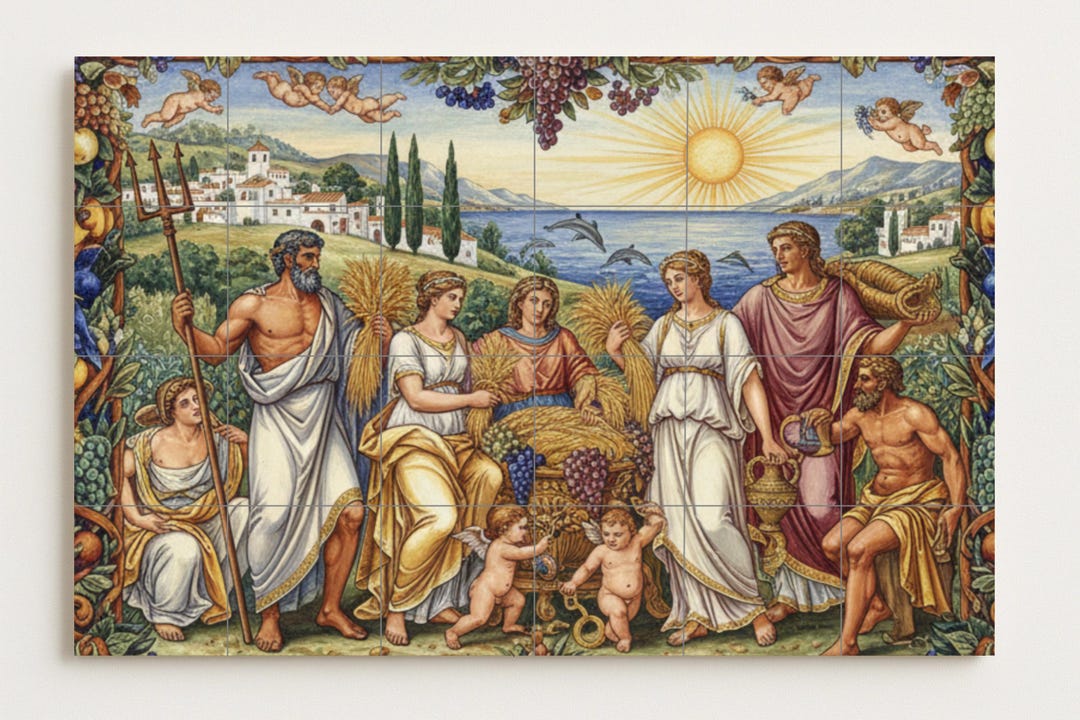 Harvest of the Gods – Classical Mythological Ceramic Mural With Demeter ...