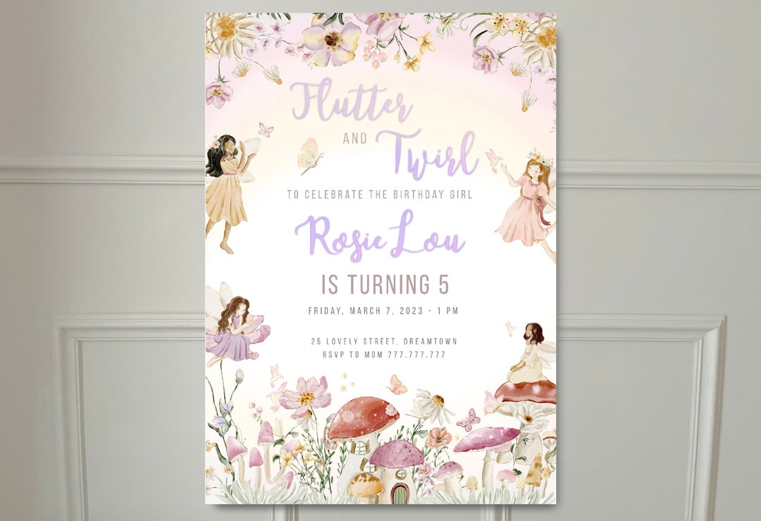 Editable Birthday Invite Fairy Flutter & Twirl - Etsy