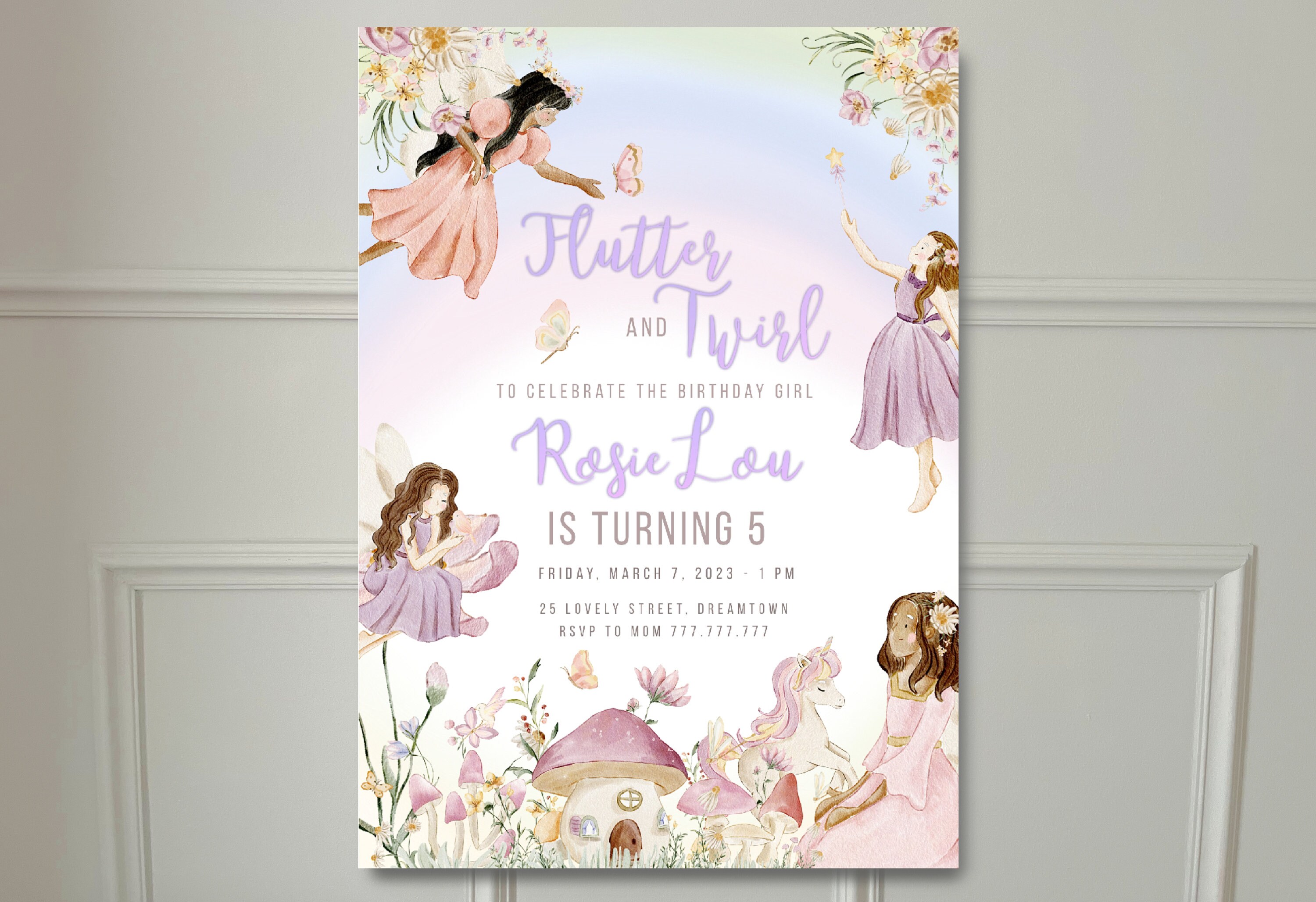 Editable Birthday Invitation | Flutter & Twirl | Fairy - Etsy