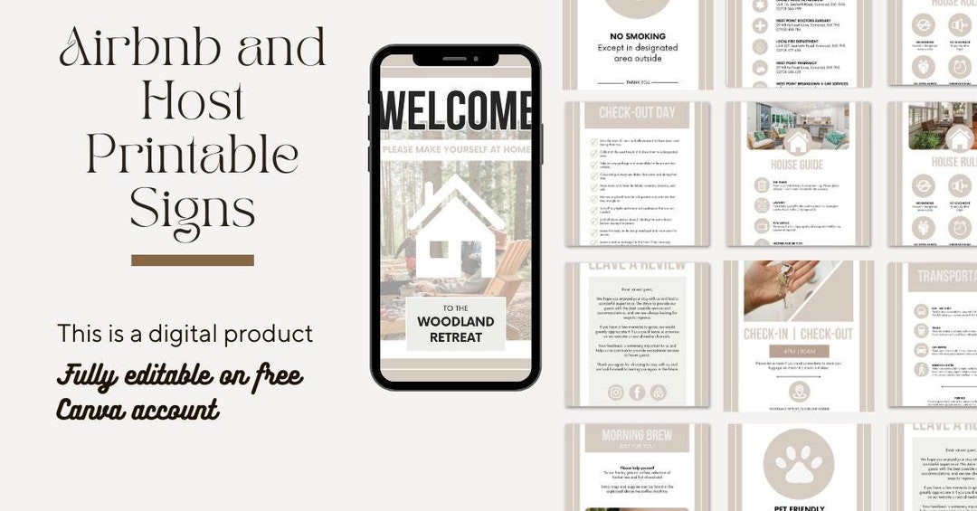 Airbnb Signs, Airbnb Printable Signs and Template, Airbnb, Airbnb ...