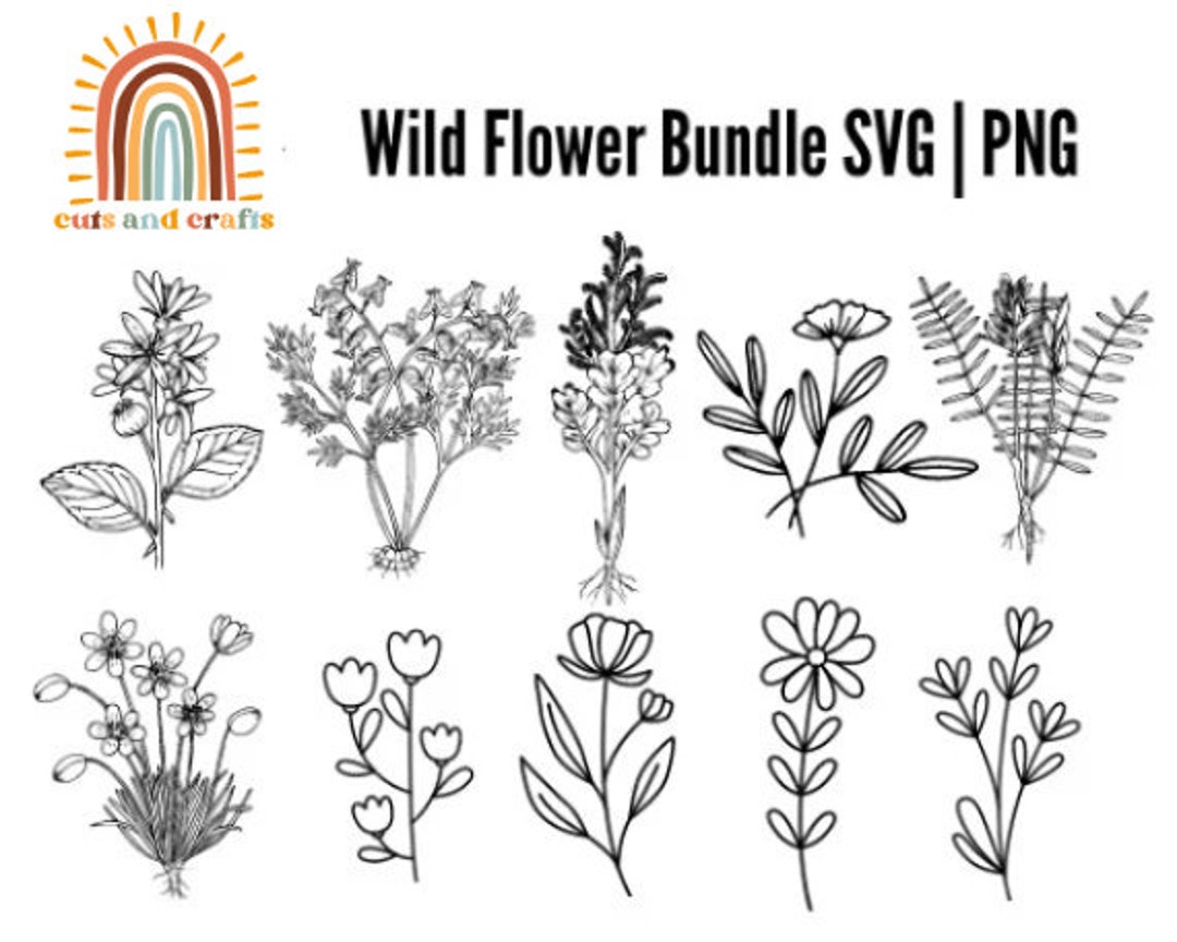 Wild Flowers PNG/SVG Bundle-flower Bouquet Svg-wild Flower Svg-wild ...