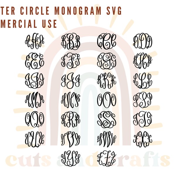 Circle Monogram Svg - Etsy