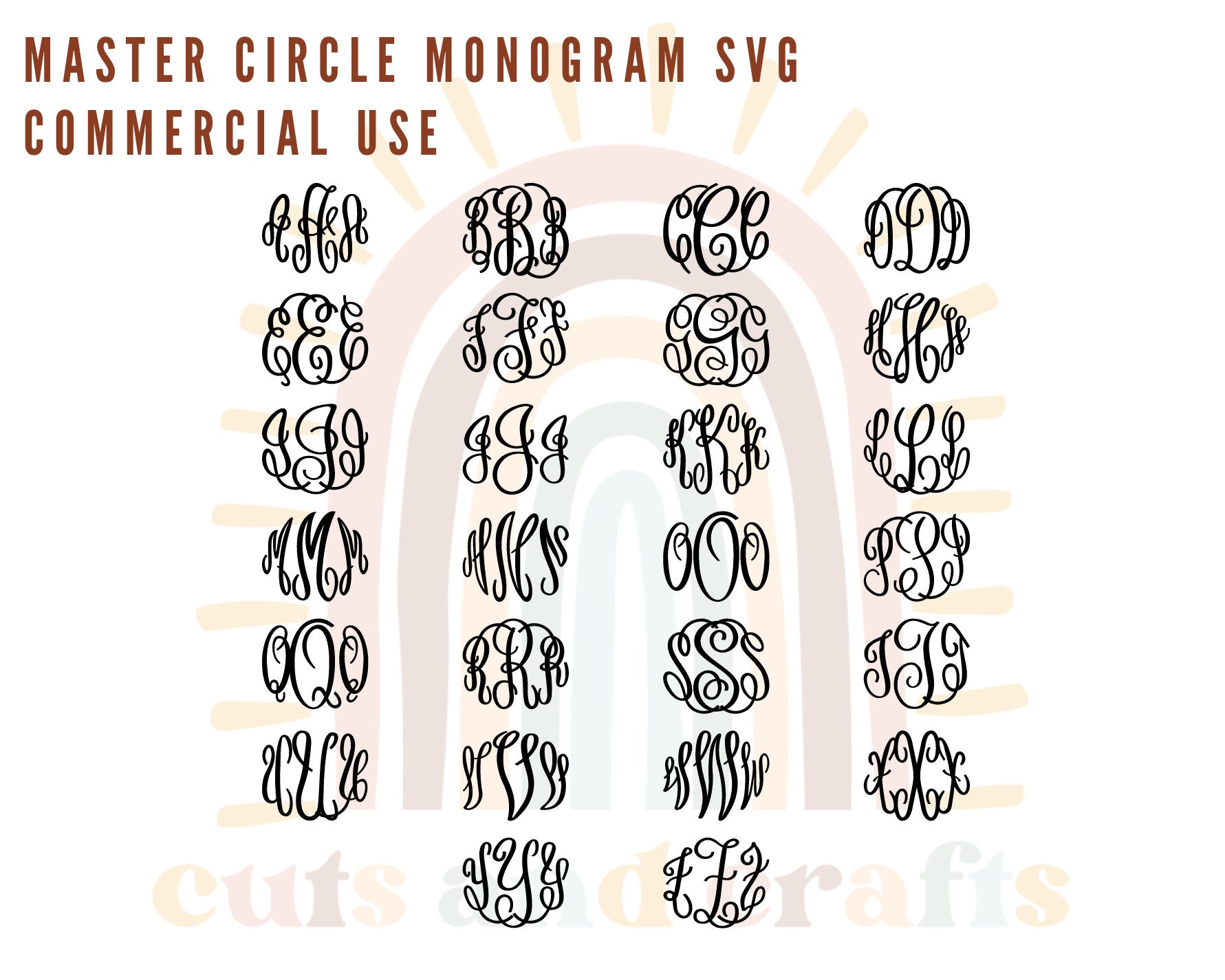 Master Circle Monogram SVG Bundle Cute Monogram Master - Etsy