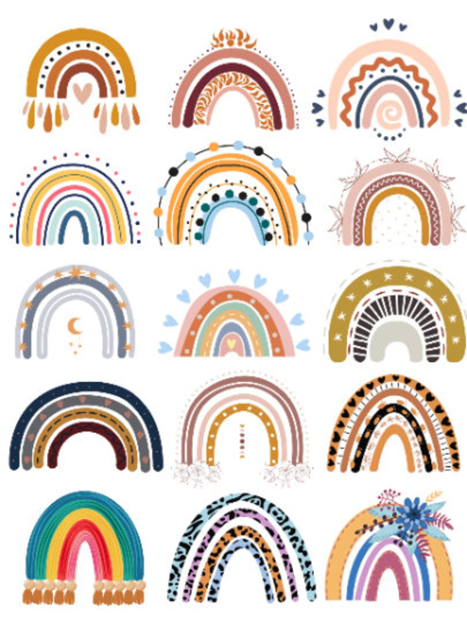Boho Regenbogen PNG Bundle-Pastell Boho Regenbogen - Etsy.de