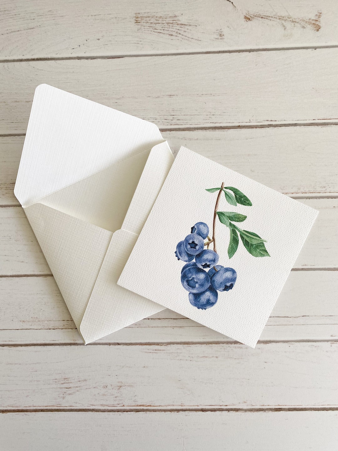 Blueberry Note Card / Cute Stationary / Watercolor Notecards / - Etsy