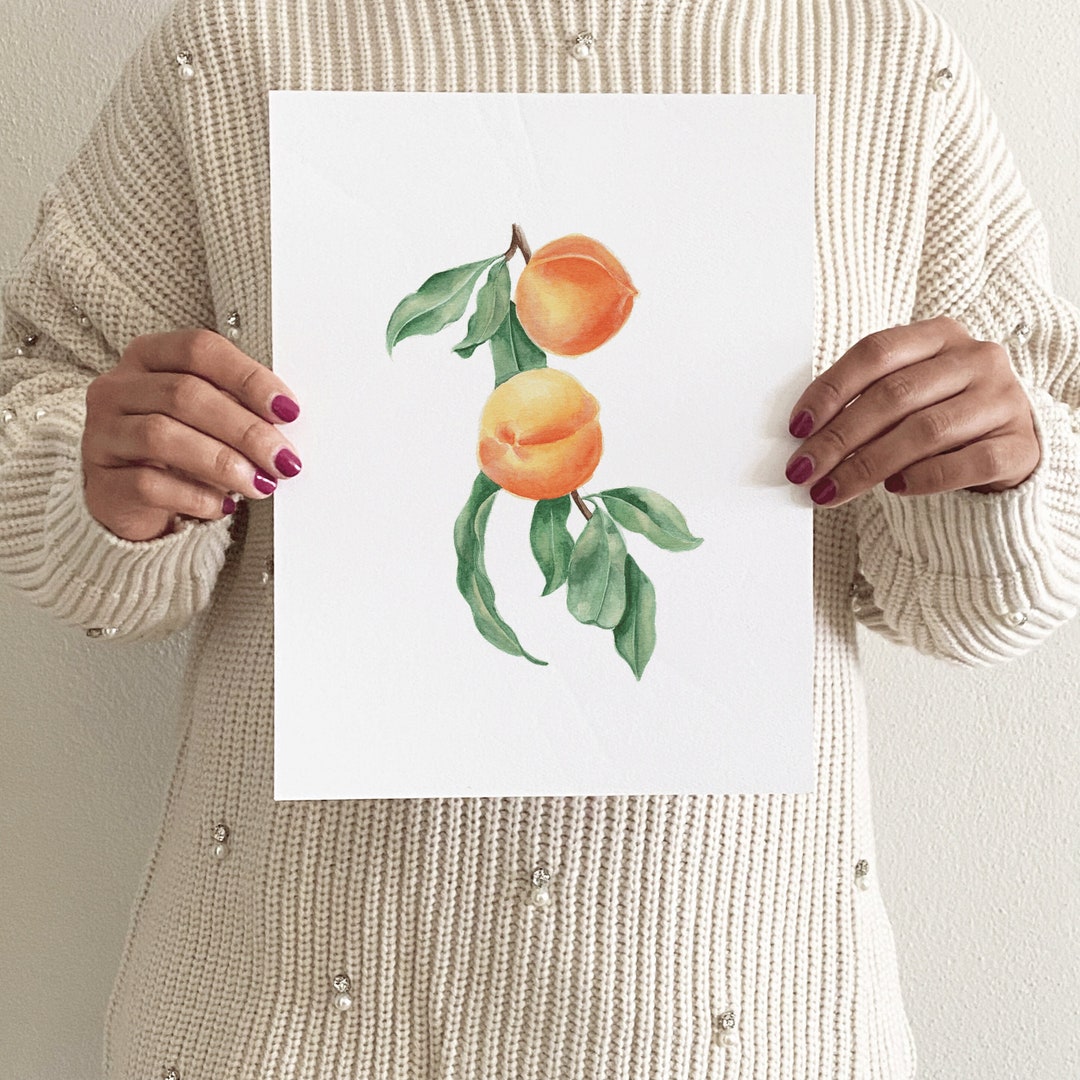 Peach Watercolor Art Print / Watercolor Fruit / Fruit Poster - Etsy