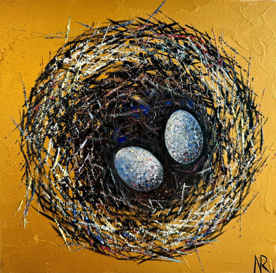 Painting Nest, Birds Nest, Oil Painting, Bird Eggs, Easter Painting, Painting With a Bird's Nest ...