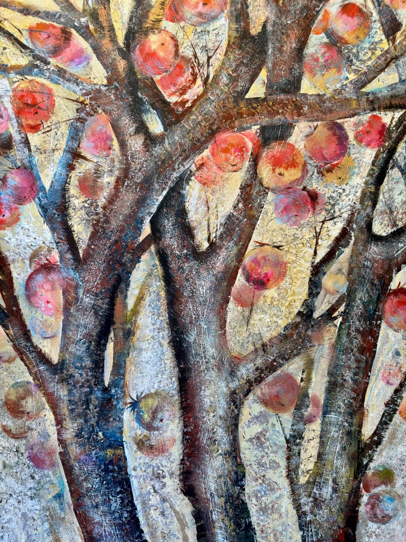 Apple Tree Painting Original Artwork 40x32 Apple Tree With Apples Tree ...
