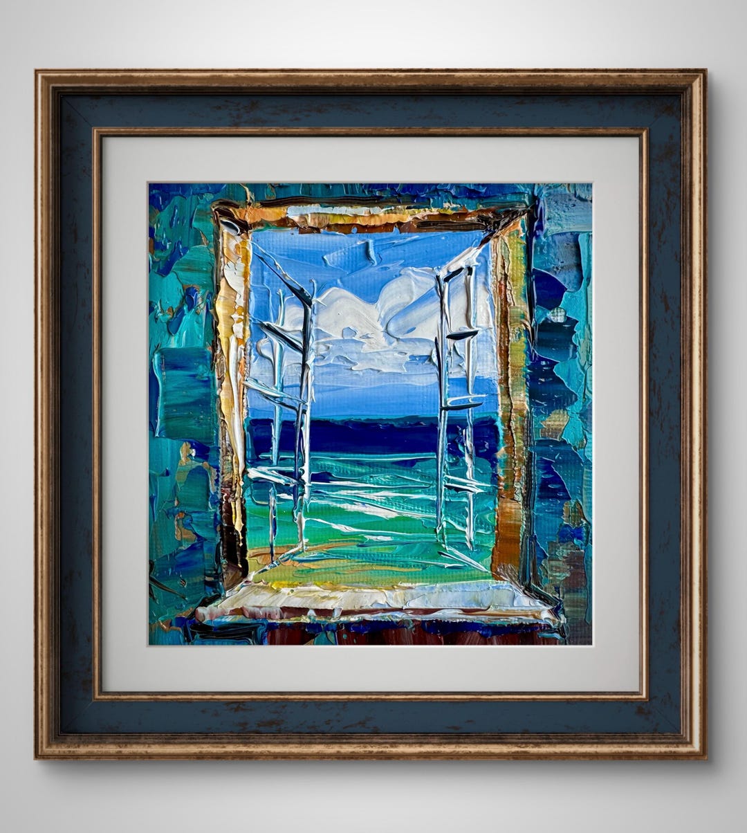 Ocean View Window Original Oil Painting Seascape Coastline Window ...