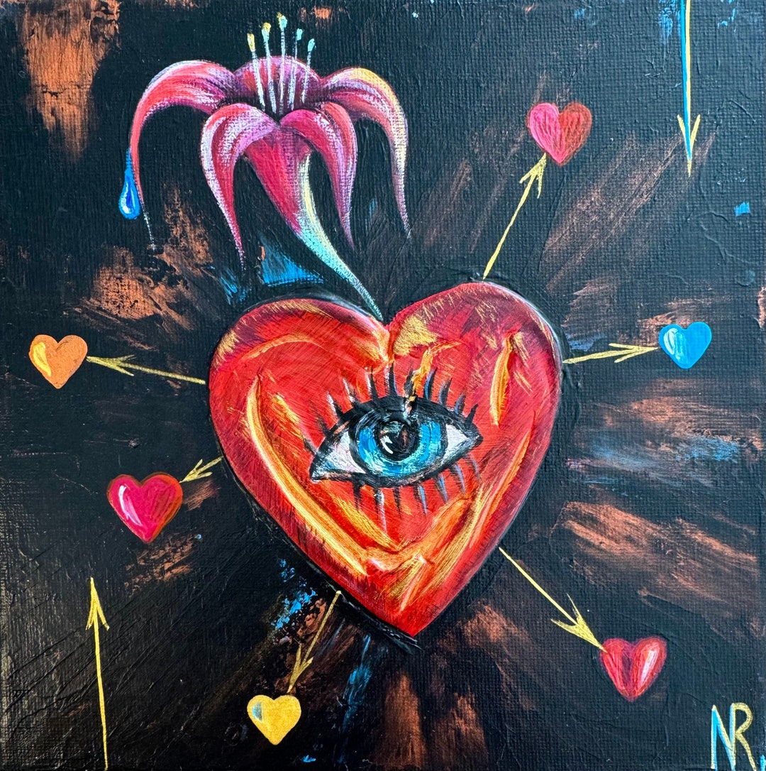 Original Painting, My Heart Painting, Red Heart Painting, Textured ...