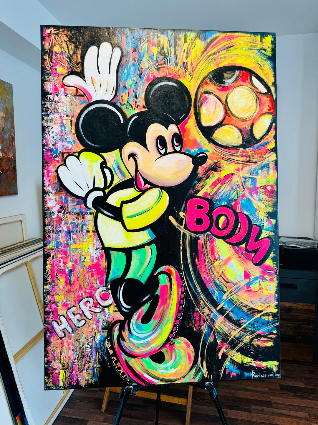 Mickey Mouse Painting Original Artwork 48x32 Pop Art Modern Artwork ...