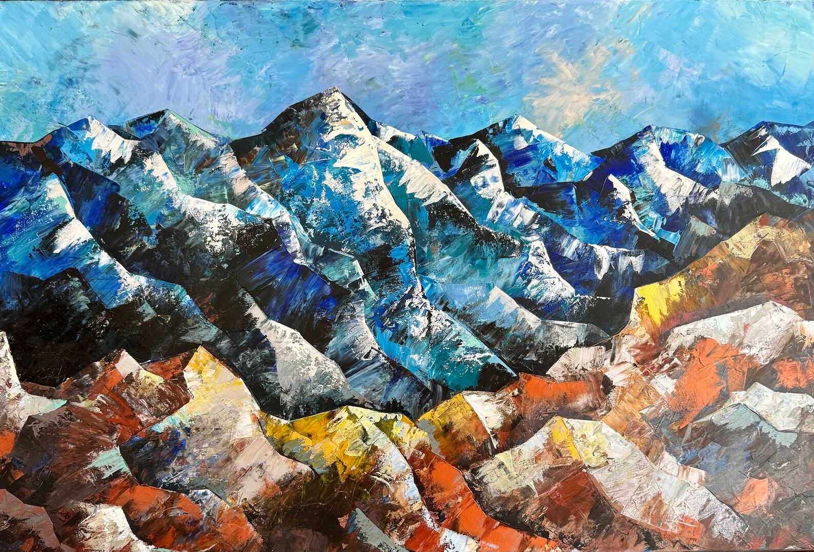 Rocky Mountains Painting Original Artwork 32x48 Colorado Painting Snowy ...