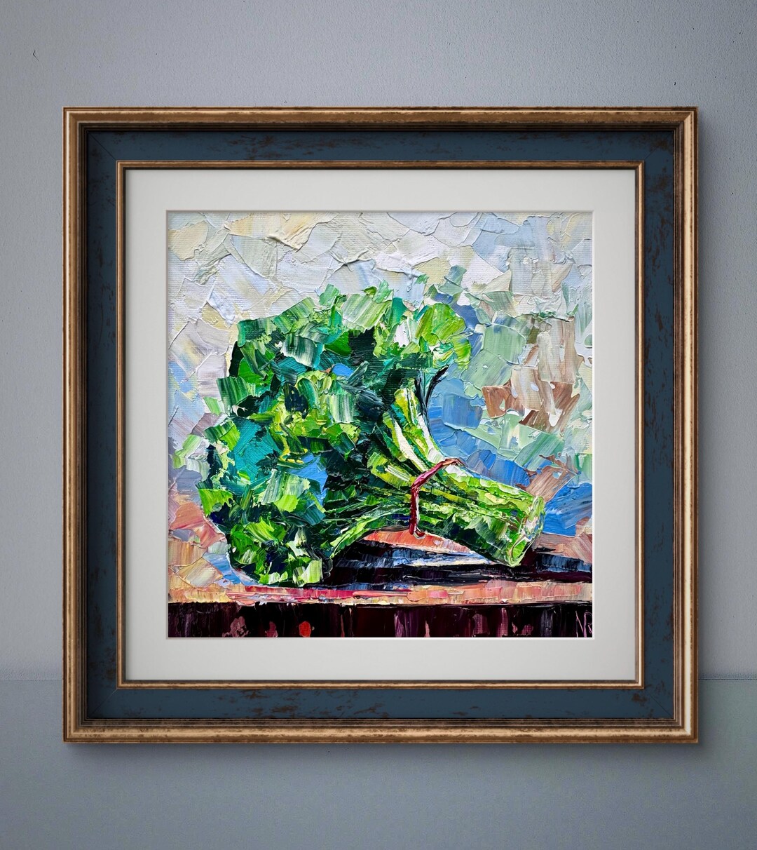 Broccoli Original Oil Painting 8x8 Kitchen Painting Broccoli Still Life ...