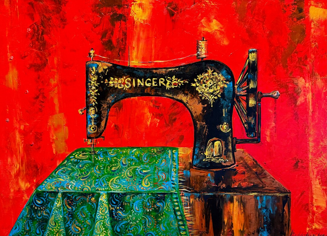 Family Bonds Painting Original Artwork 28x20 Nostalgic Painting Sewing ...