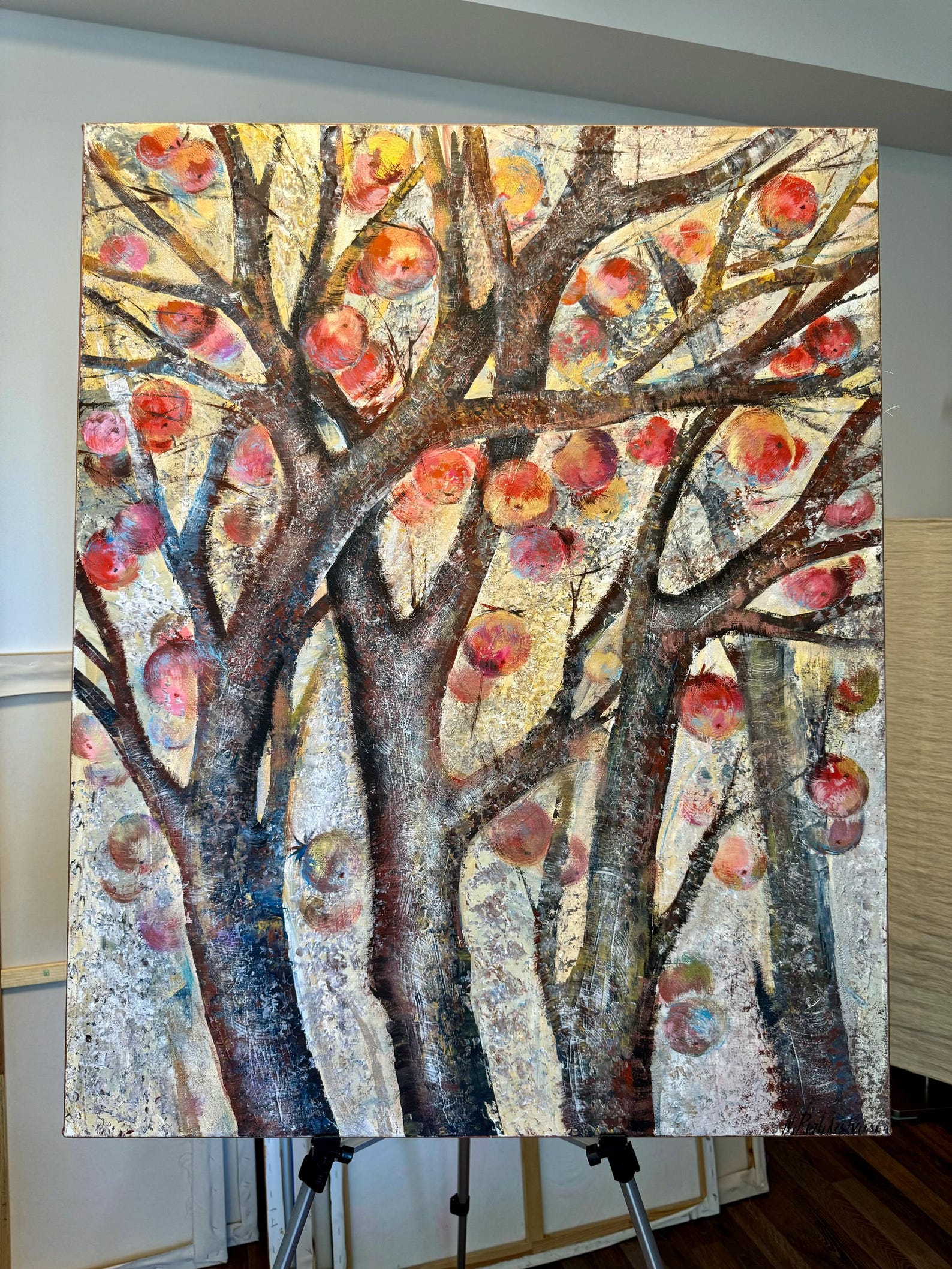 Apple Tree Painting Original Artwork 40x32 Apple Tree With Apples Tree ...
