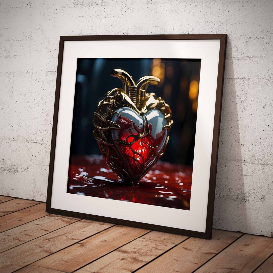 CYBERPUNK HEART ART Gold and Silver Heart, H.R. Giger and Blade Runner ...