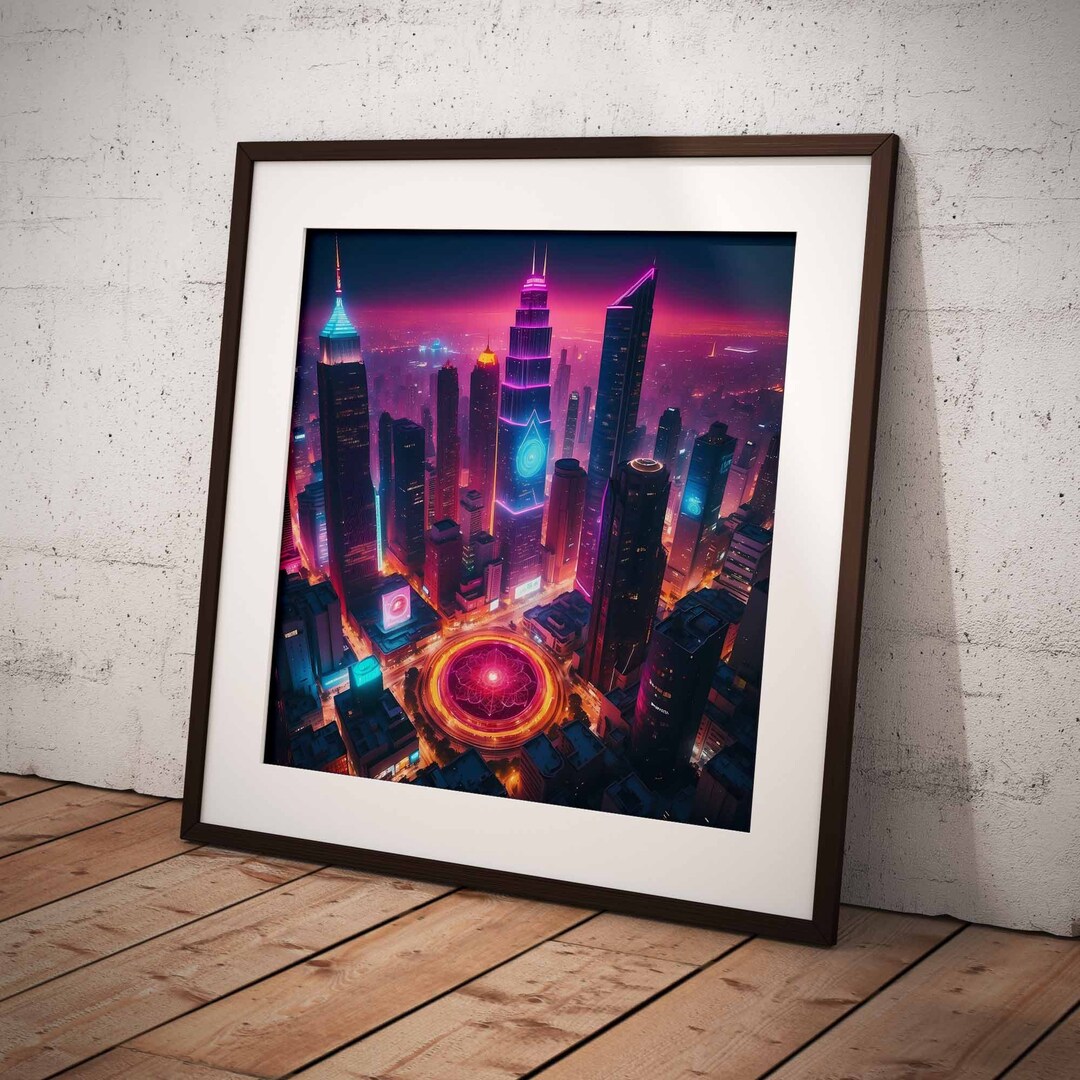 NEON MANDALA ART Urban Metropolis Art, Digital Art Print, Vibrant ...
