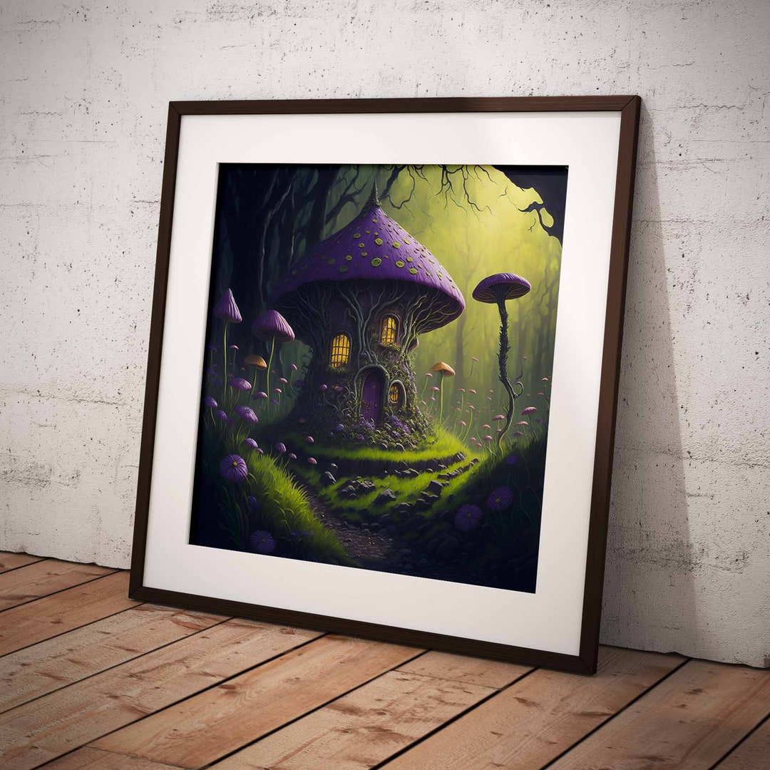 Brian Froud Inspired Enchanted Mushroom House, Forest Lush, Digital Art ...