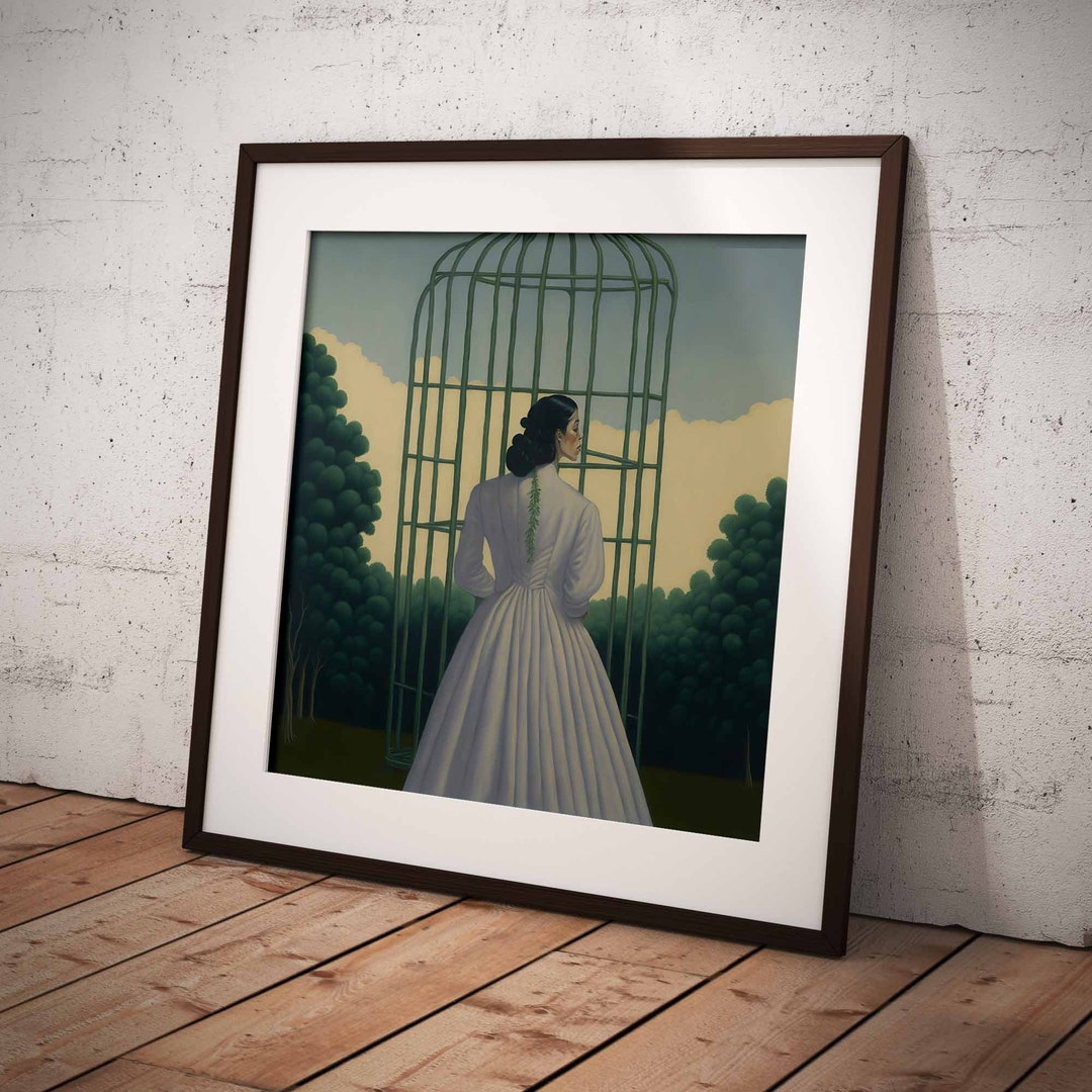 SURREAL IDENTITY ART René Magritte Inspired, Woman Birdcage, Dreamlike ...