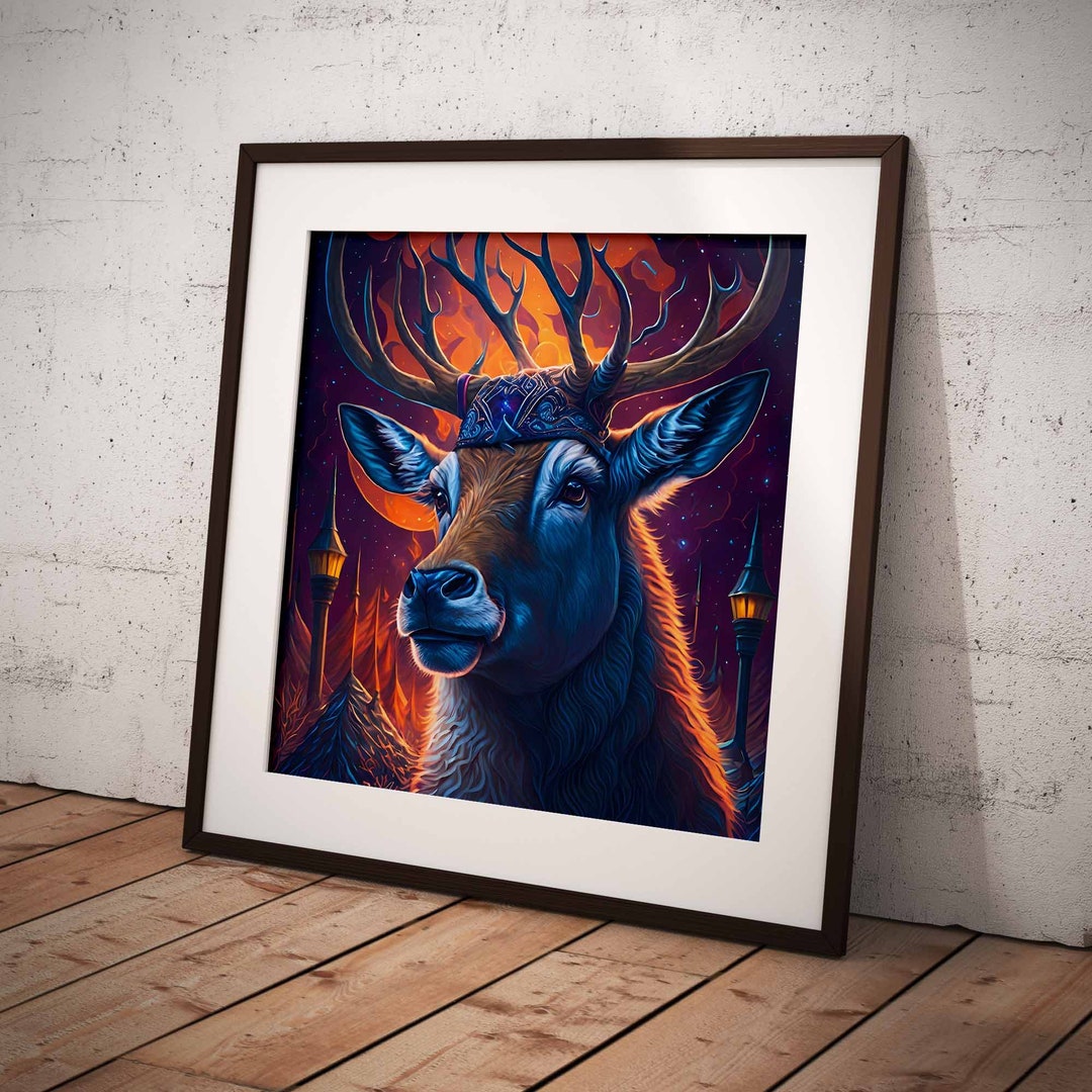 AI GENERATED ART Majestic Deer Portrait, Alex Grey Style Art, Cosmic ...