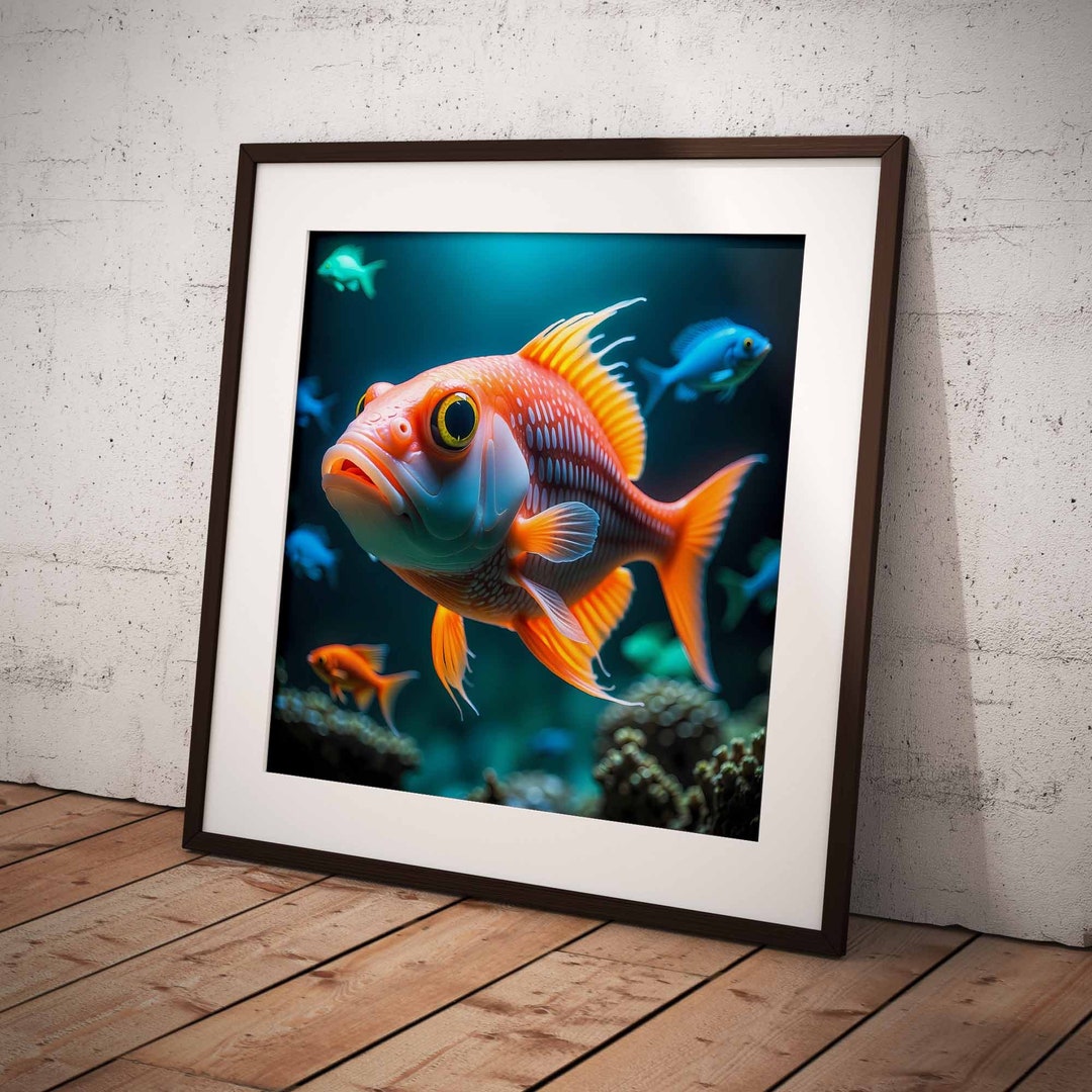 DEEP SEA ART Nanoglow Bio-fish Painting, Luminescent Ocean Life, Ai ...