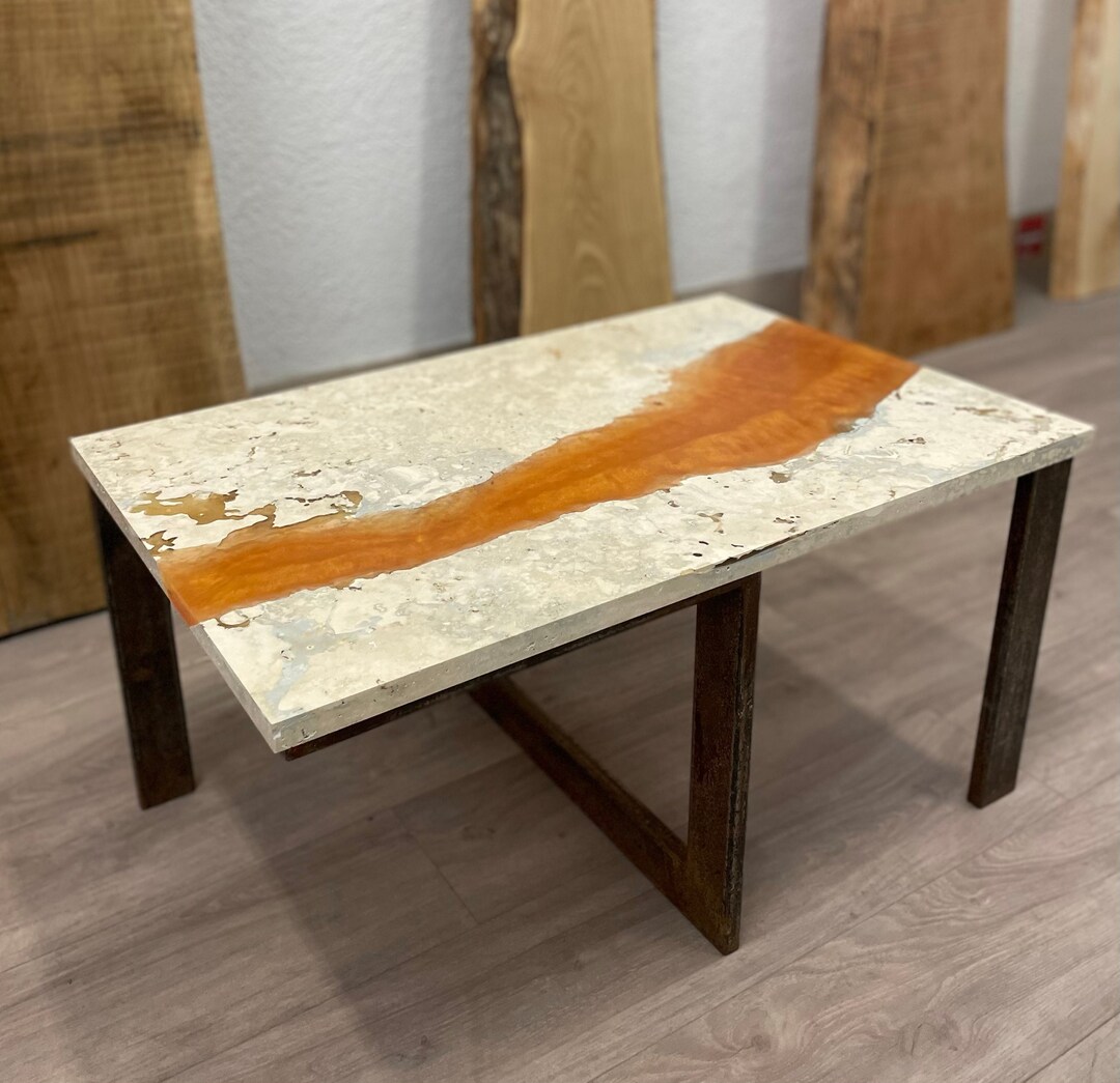 Natural Marble and Epoxy River Table - Etsy