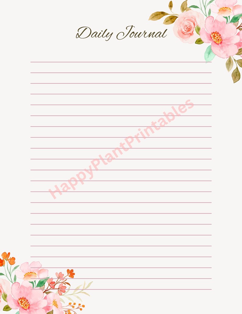 Printable 100 Page Floral Daily Journal - Etsy