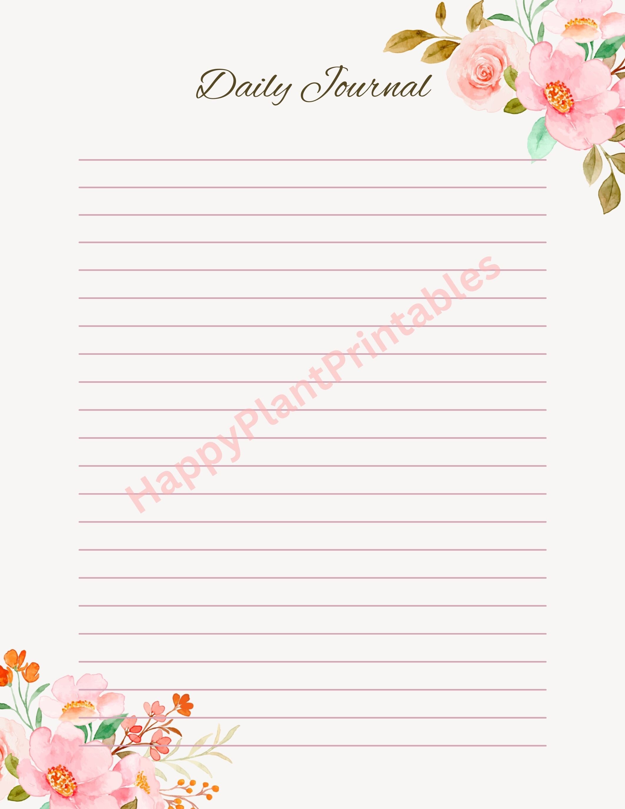 Printable 100 Page Floral Daily Journal - Etsy