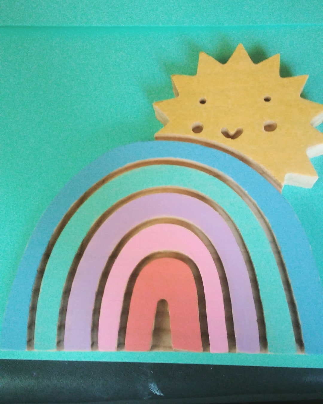 Rainbow Sunshine Wooden Figurine - Etsy