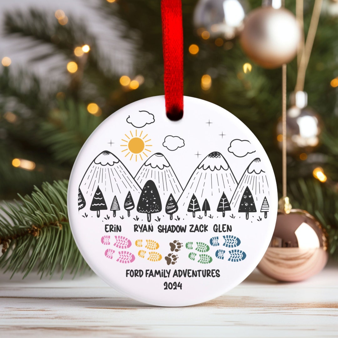 Personalized Hiking Couples and Family Tree Ornament, Custom Christmas ...