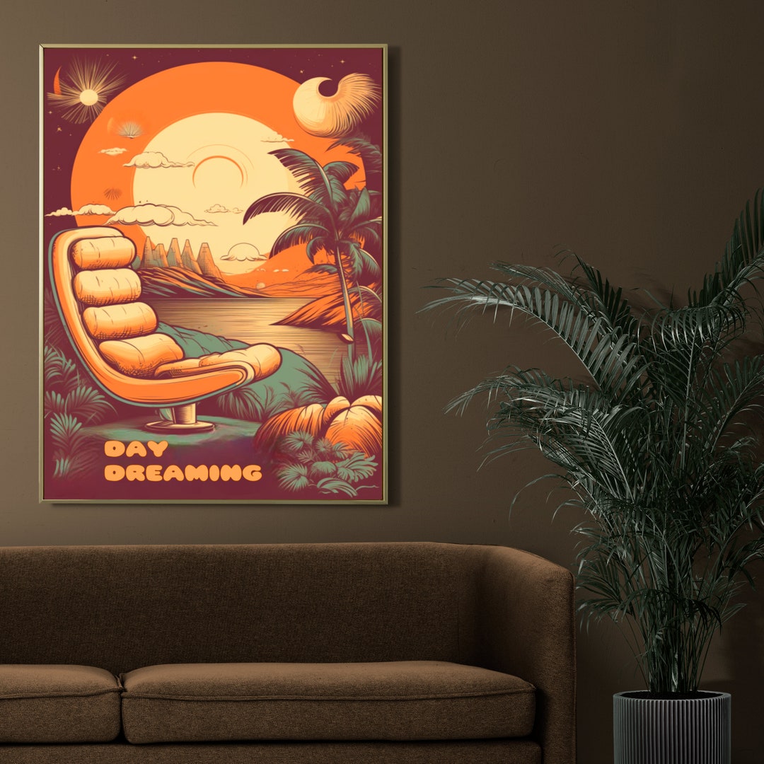 Day Dreaming Retro 70s Poster, Digital Download Wall Art, Vintage ...