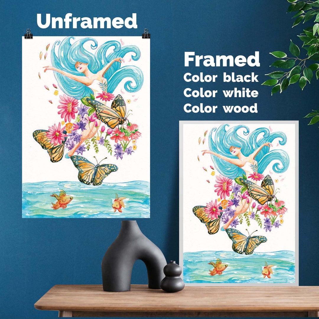 Fairy on Water Wall Art, Fairy Portrait, Magical Wall Art, Nursery Room ...