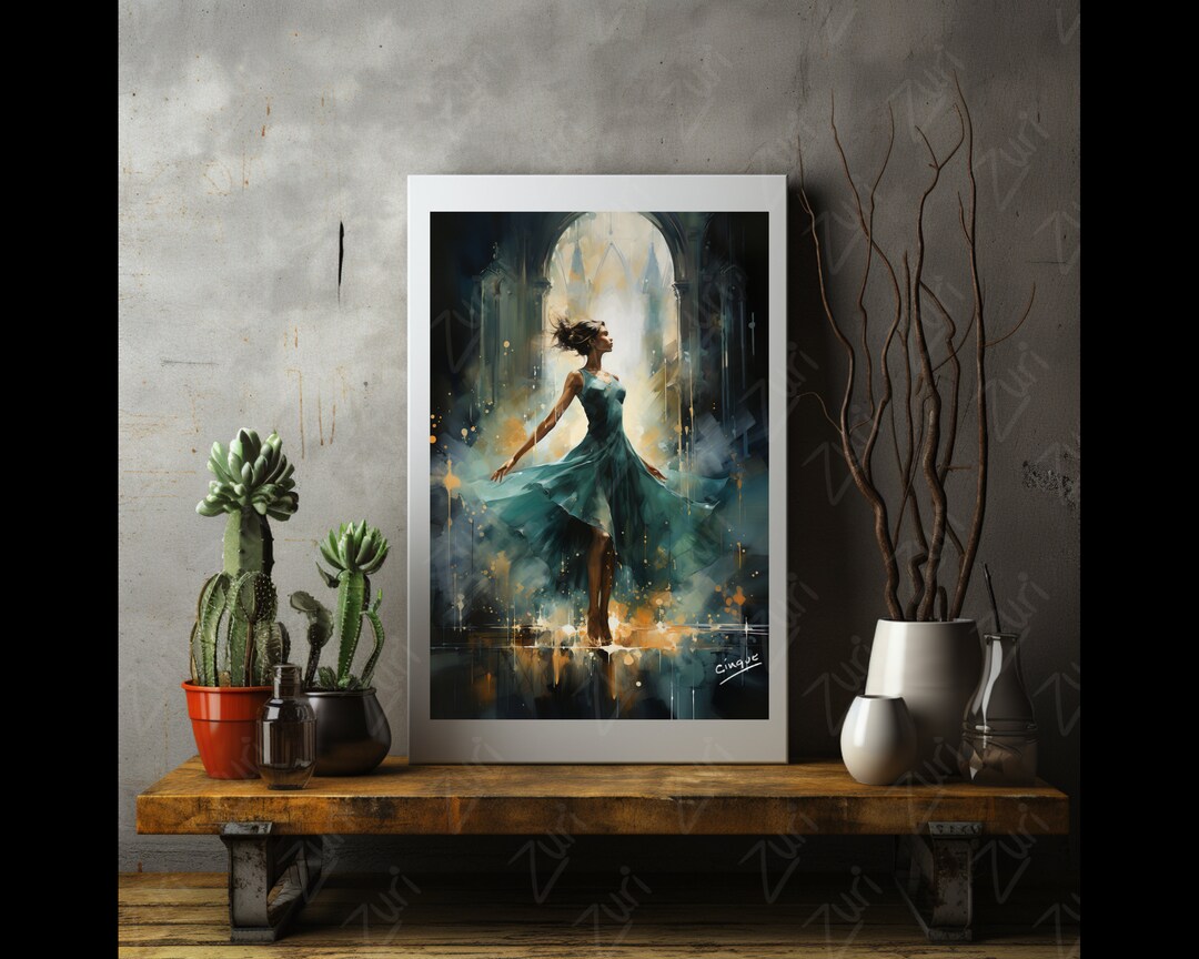 Dancing in the Opera House II Watercolour Drawing for Boho Living Room ...