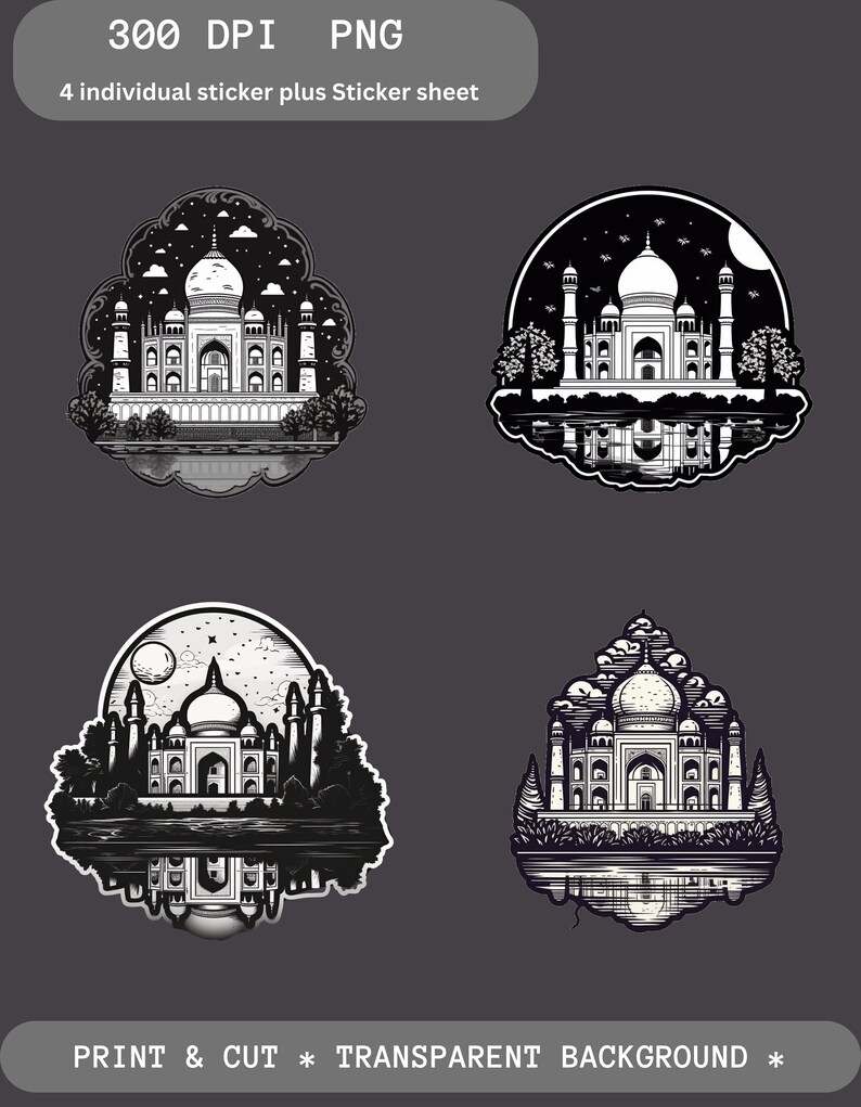 Taj Mahal Reflection, Printable Stickers, Stickers Png Download - Etsy