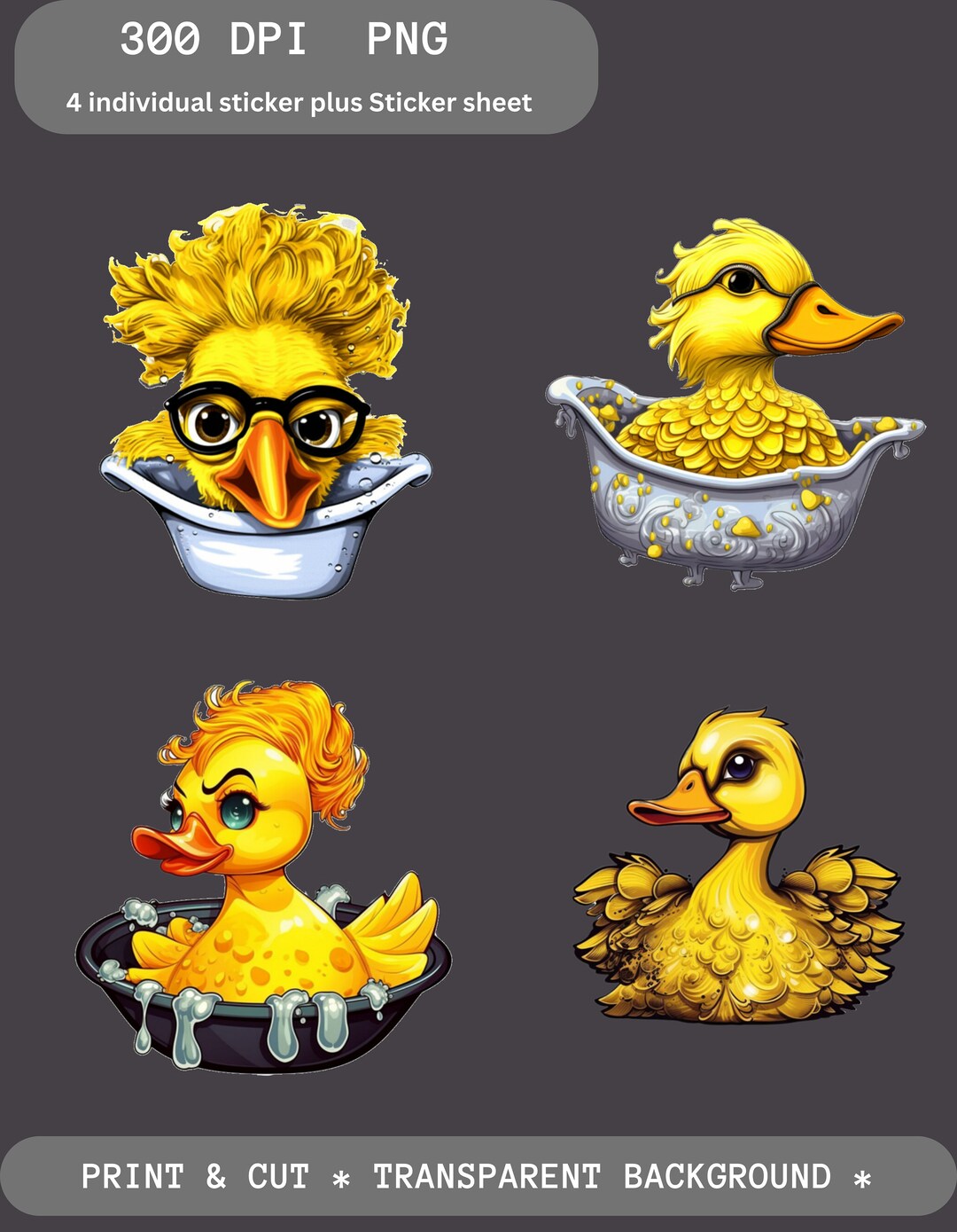 Ducky Delight, Printable Stickers, Stickers Png Download - Etsy