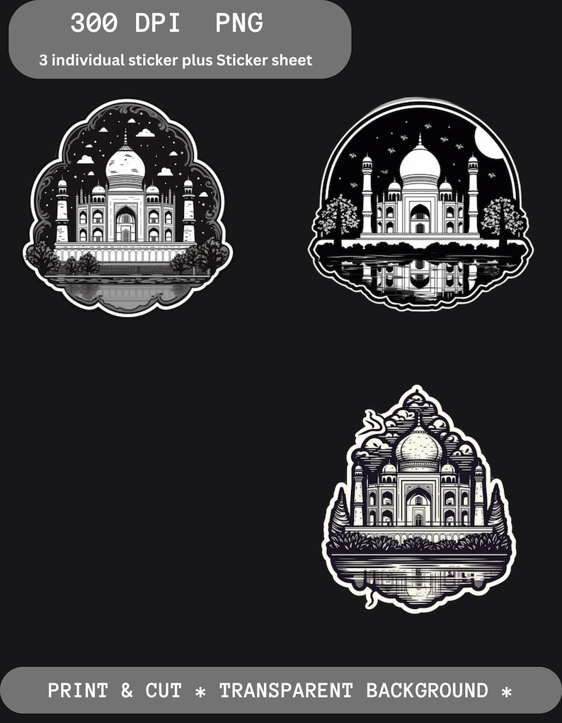 Taj Mahal Reflection Sticker, Printable Stickers, Stickers Png Download ...